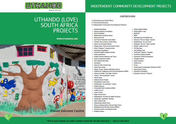 Projects - Uthando (Love) South Africa